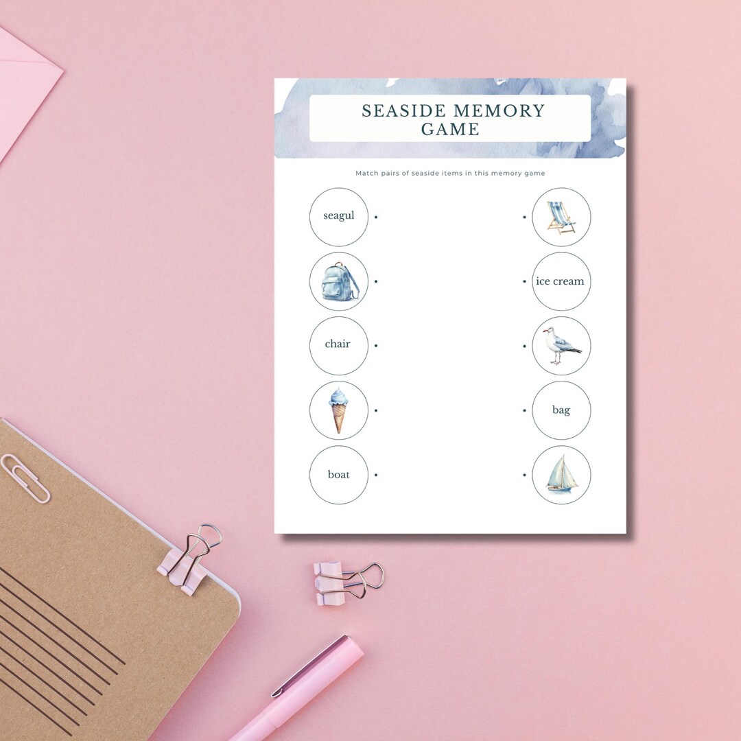 Seaside Matching Game Printable | Ocean Memory Game for Kids - Etsy