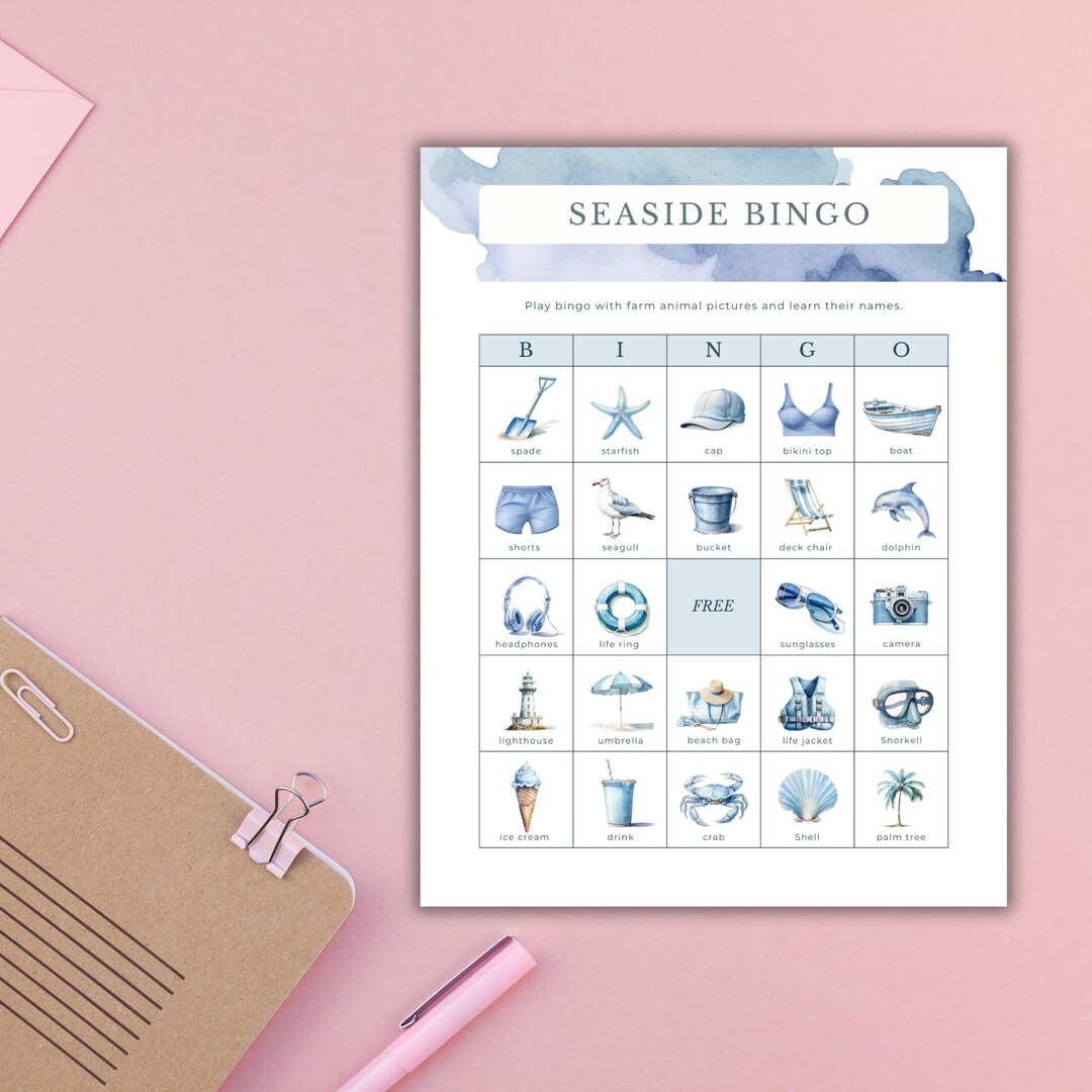 Seaside Bingo Printable | Beach Bingo Game for Kids & Adults - Etsy