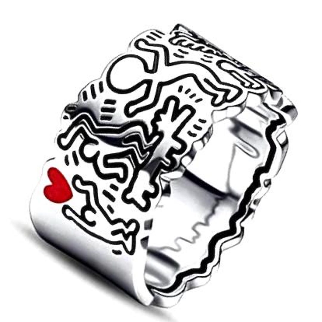 Beautiful and Original Ring With Drawings by the Artist Keith Haring in ...