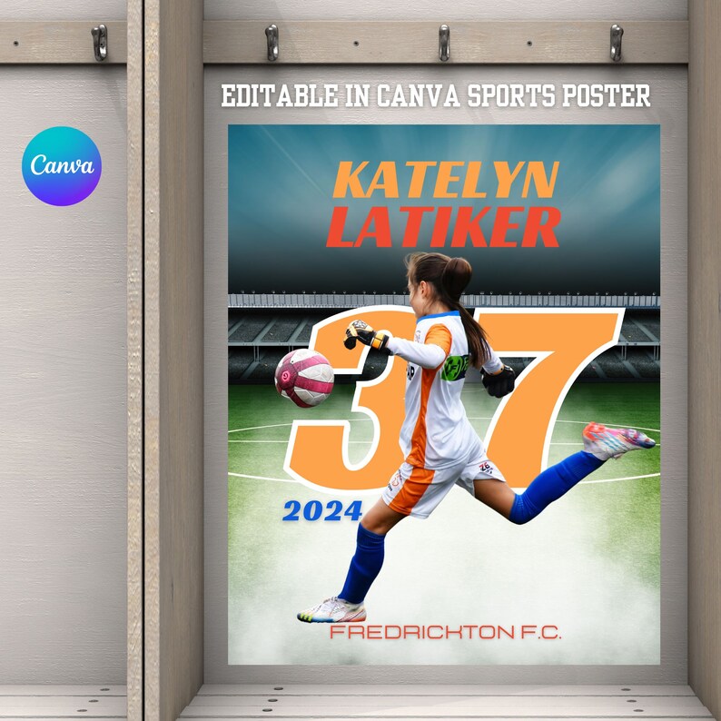 Soccer Poster Template Editable in Canva Football Poster Background ...