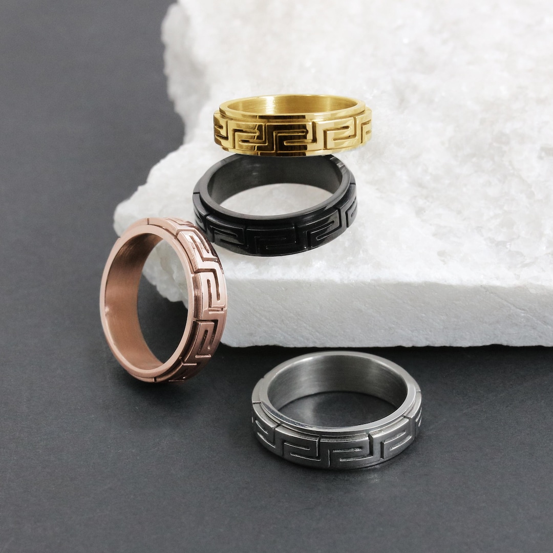 Custom Spinner Ring, Personalized Stainless Steel Band, Fidget Spin ...