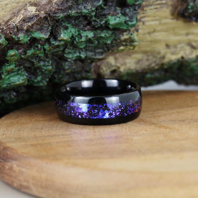Galaxy Orion Nebula Ring for Him, Black Tungsten Ring, Custom Orion ...