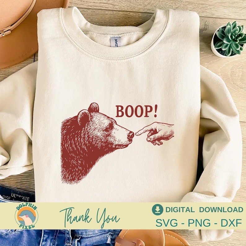Retro Bear Finger Boop SVG: Grizzly Papa Bear Meme (digital Download, 6 ...