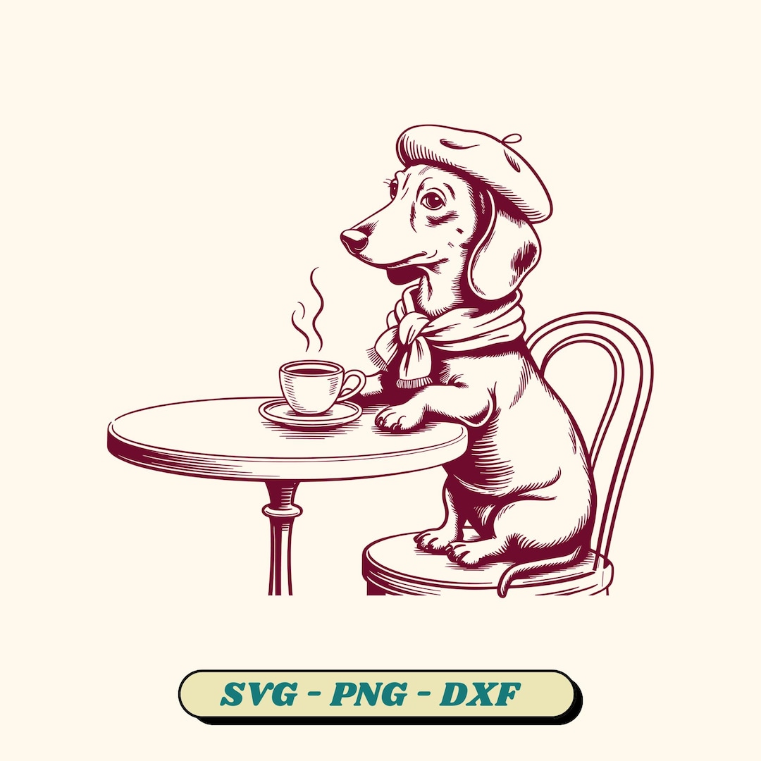 Retro Dachshund Paris SVG: French Wiener Dog Cut File (digital Download ...
