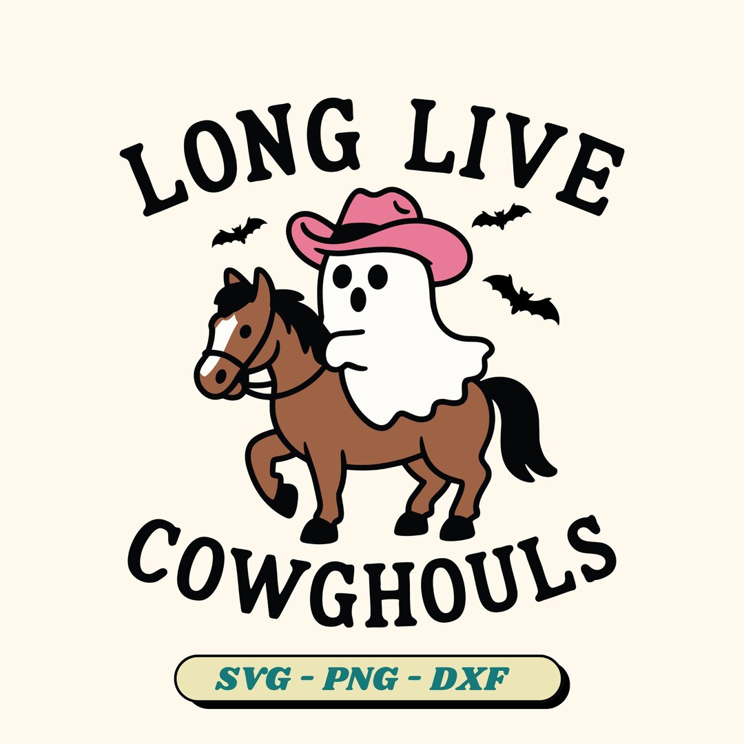 Cowghouls Halloween Rodeo SVG: Retro Cowboy Ghost, Western Png (digital ...