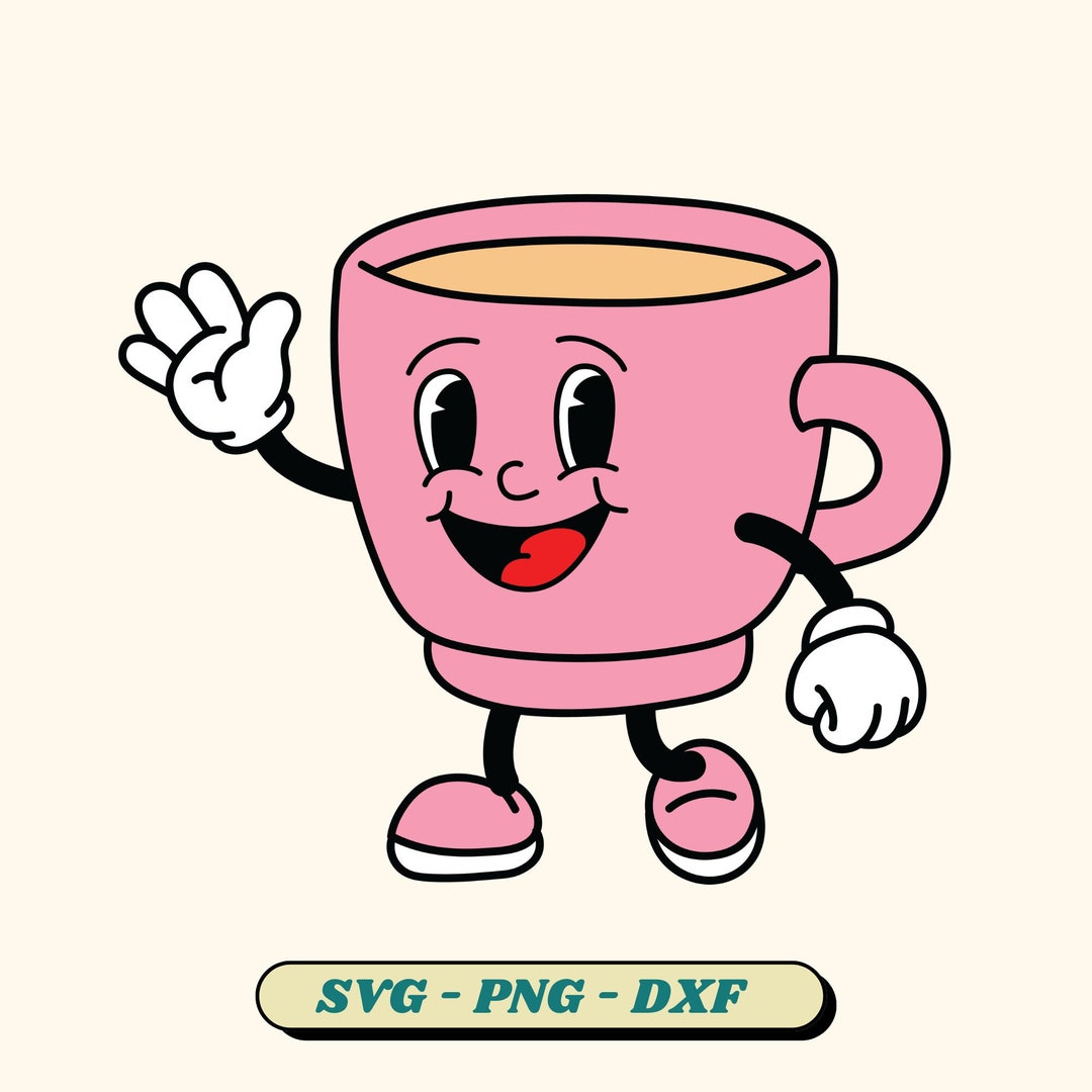 Retro Coffee Mug Character SVG: Funny Cartoon Design (digital Download ...