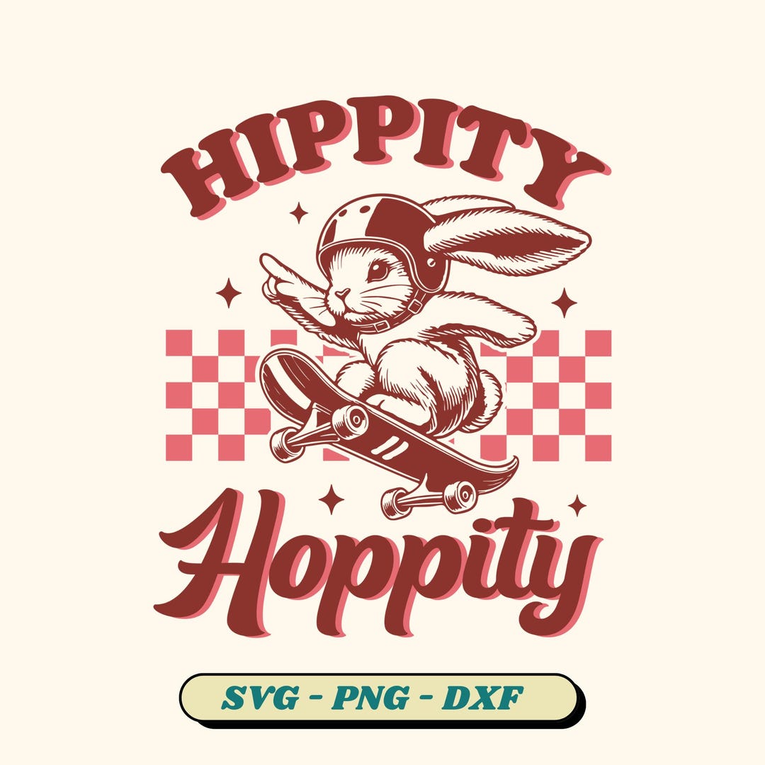Hippity Hoppity SVG, Hippity Hoppity Easter Svg, Retro Easter Bunny Svg ...