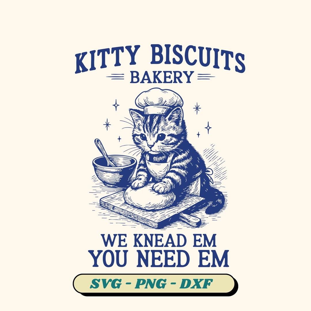 Retro Baking Cat SVG: Kitty Biscuits Design (digital Download) - Etsy