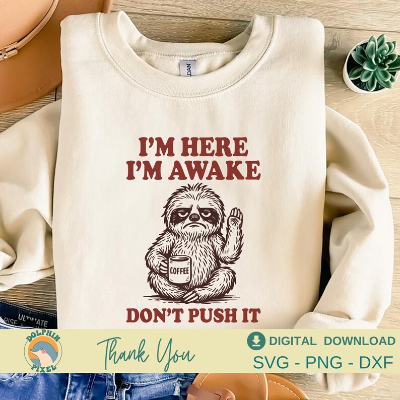 Sloth Coffee Meme SVG: Sarcastic Office Humor (6 Versions) (digital ...