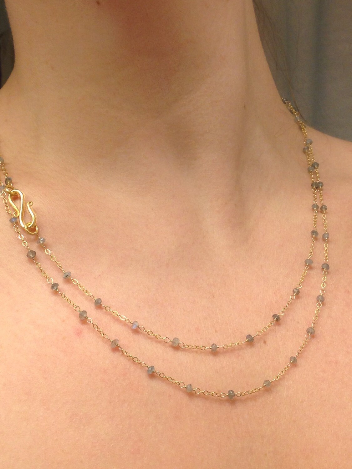 Labradorite and Gold Chain Necklace - Etsy