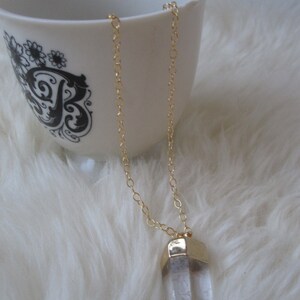 Long Crystal Quartz Pendant Necklace on Gold Chain - Etsy
