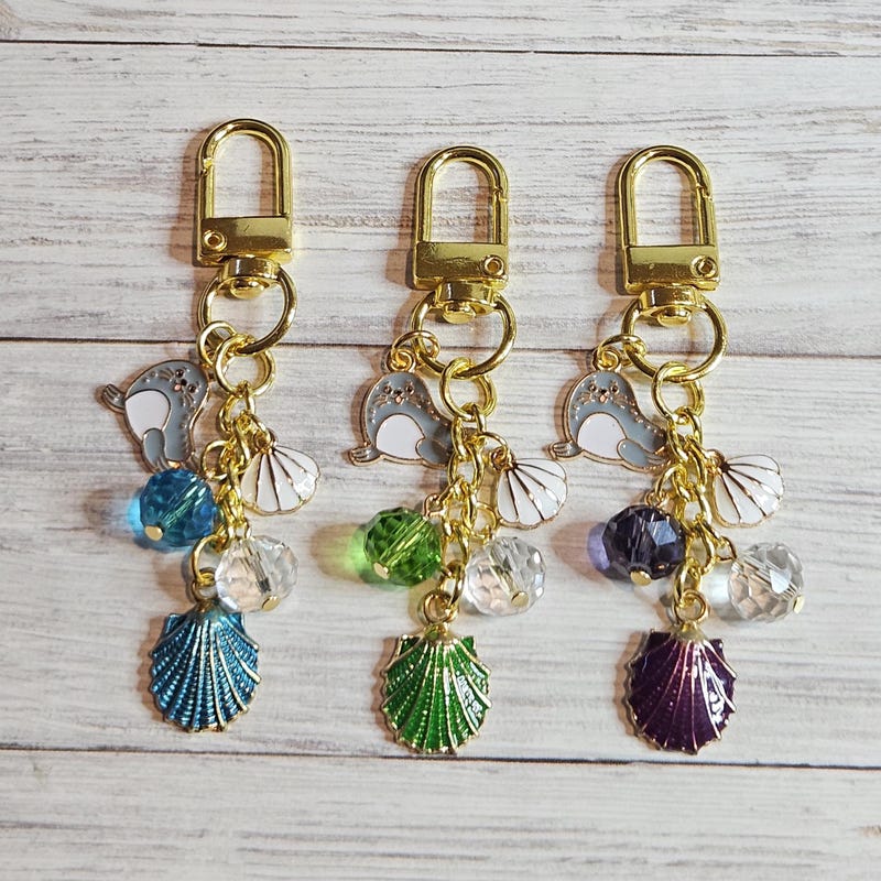 Beaded Key Chain Seashell - Etsy