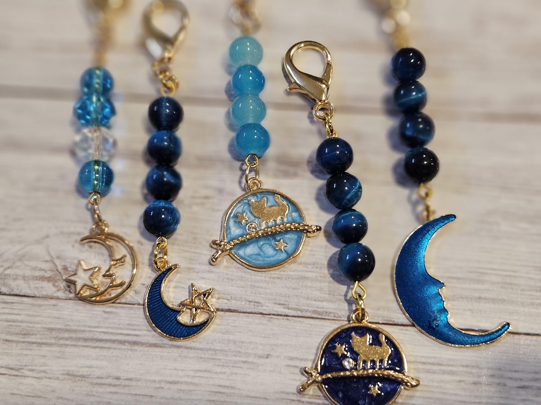 Blue Moon Keychain - Beaded Keychains With Moon-themed Charm Beaded Bag ...