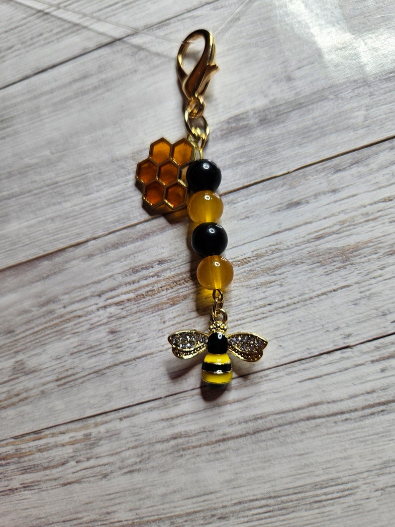 Honey Bee Beaded Keychain Boho Purse Charm Gift for Her - Etsy