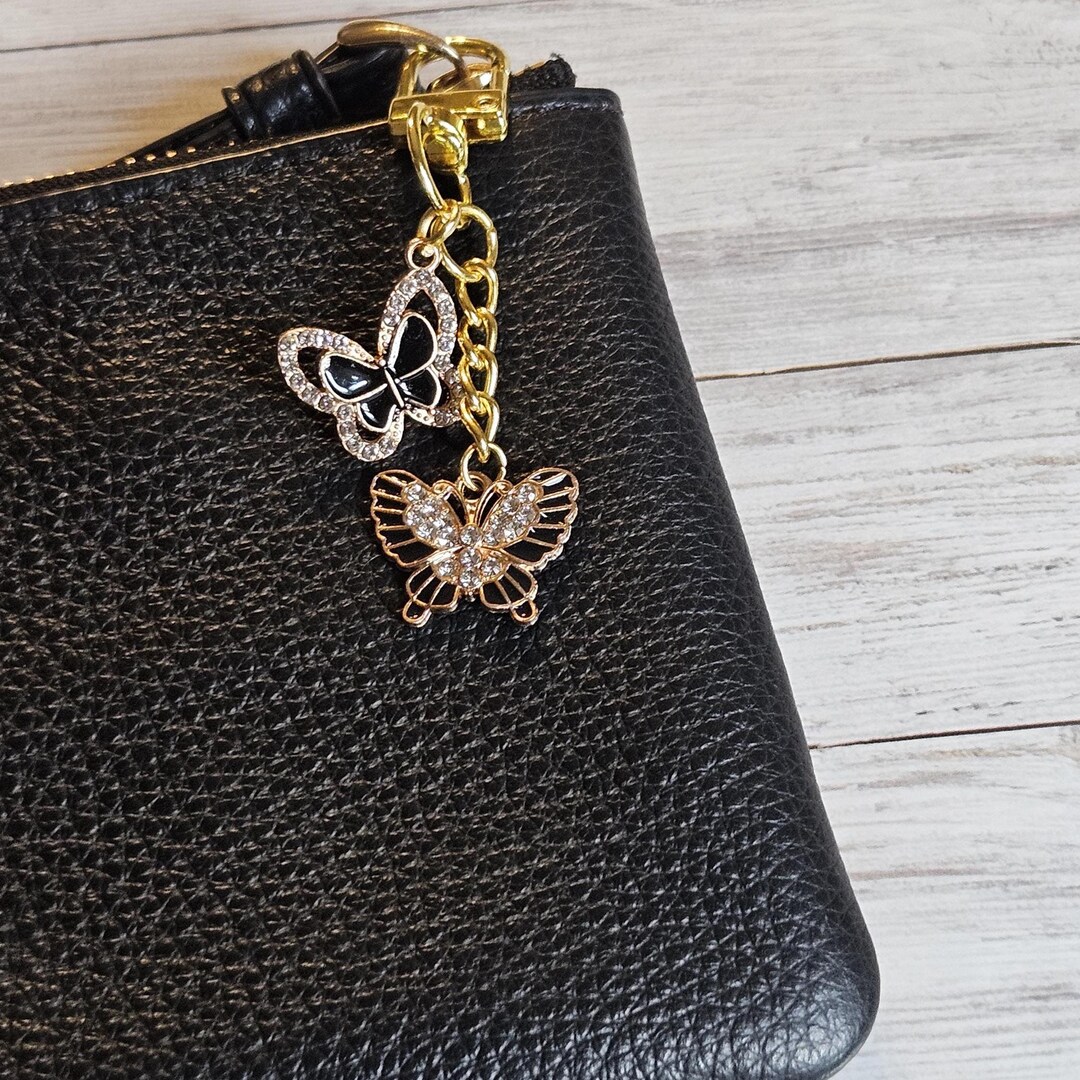 Butterfly Bag Charm, Rhinestone Purse Charm, Black Handbag Accessory - Etsy