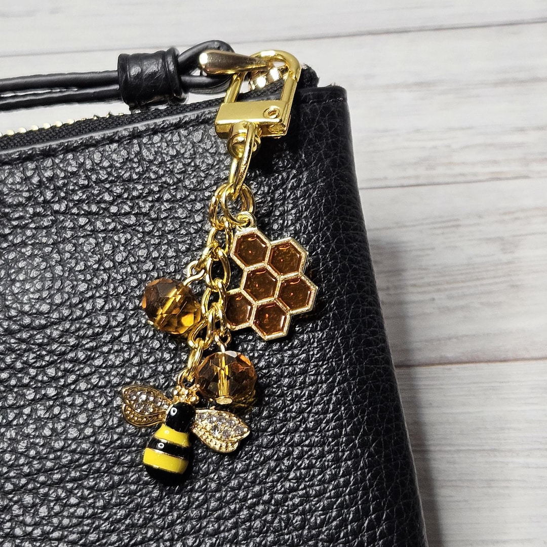 Gold Bee Bag Charm, Honeybee Purse Charm, Zipper Pull, Journal Charm - Etsy