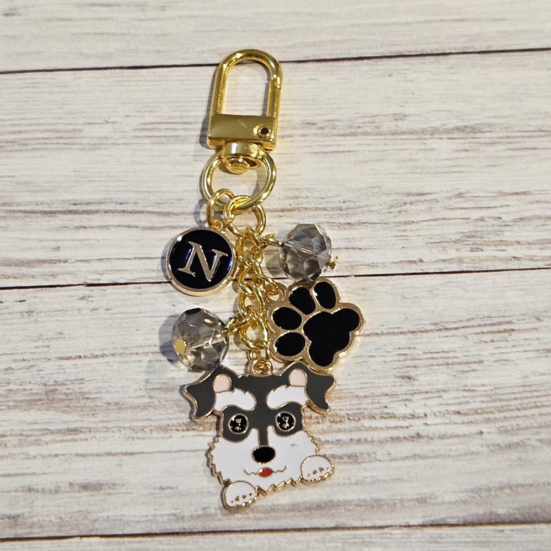 Bag Charm, Cute Dog Purse Charm Accessory, Puppy Planner Charm, Initial ...