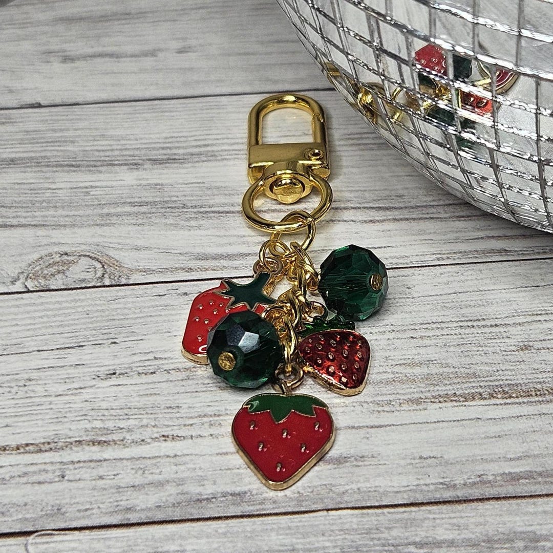 Fruit Purse Charm Strawberry Keychain for Purse Red Charm Bag Accessory ...