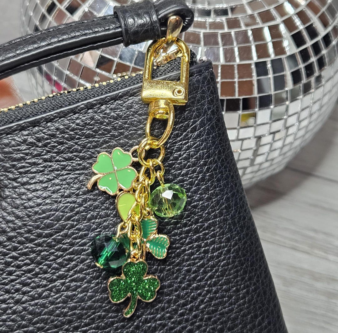 Lucky Purse Charm, Clover Bag Charm, Shamrock Zipper Pull, Journal ...