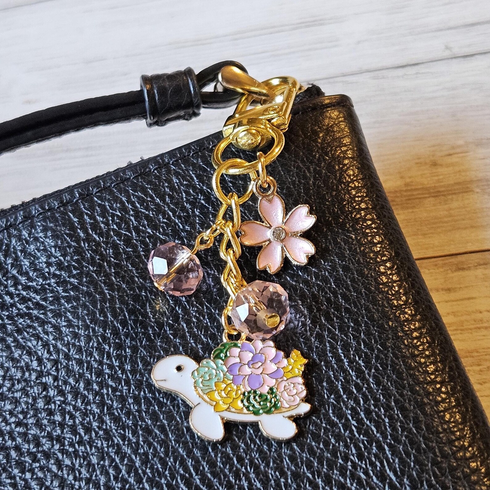 Beaded Bag Charm, Flower Turtle Purse Charm, Fun Turtle Zipper Charm ...