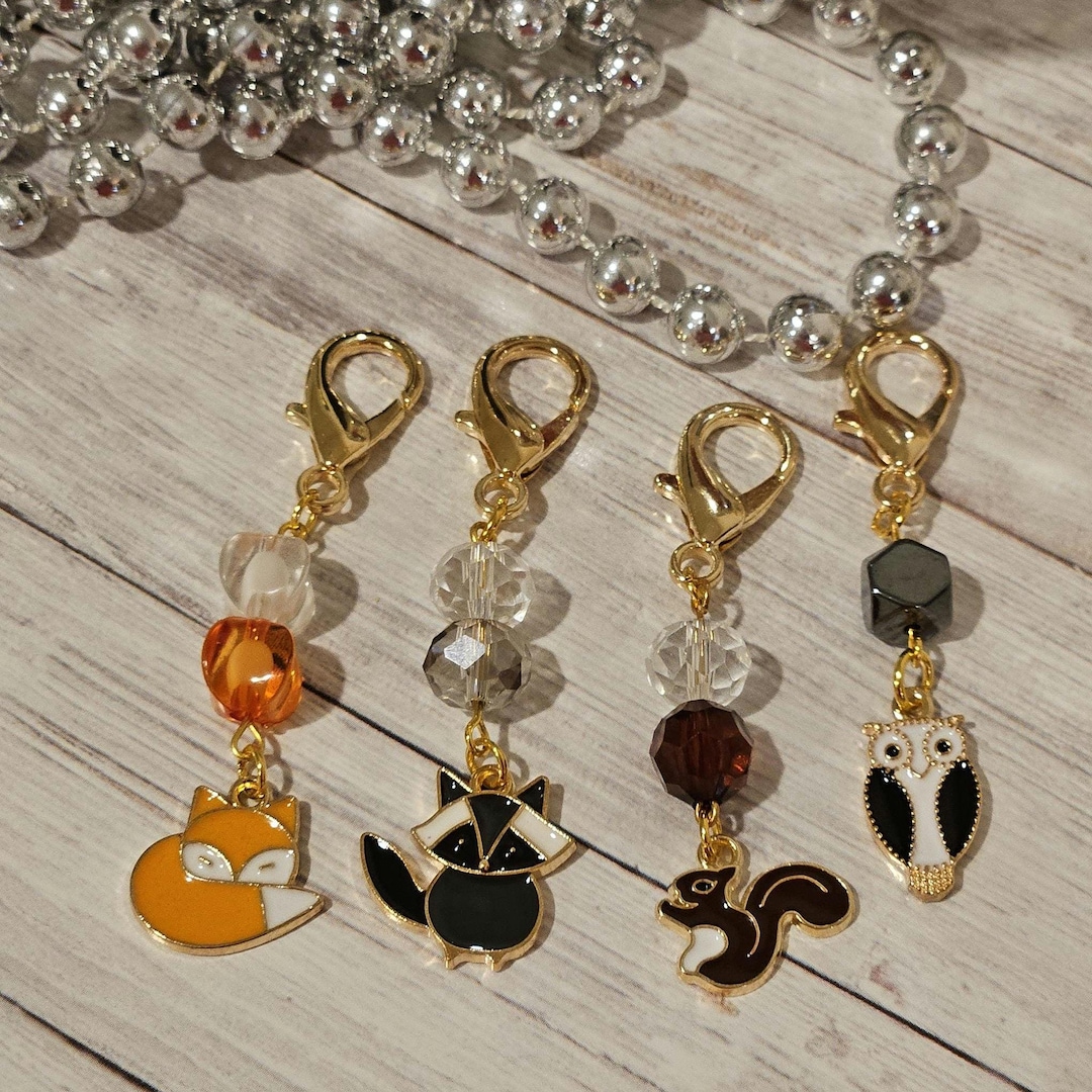 Cute Animal Badge Charm, Beaded Woodland Animal Bag Charm, Zipper Pull ...