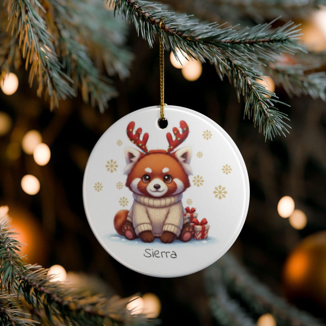 Red Panda Ceramic Ornament - Double-sided Print, Christmas Tree Decor ...