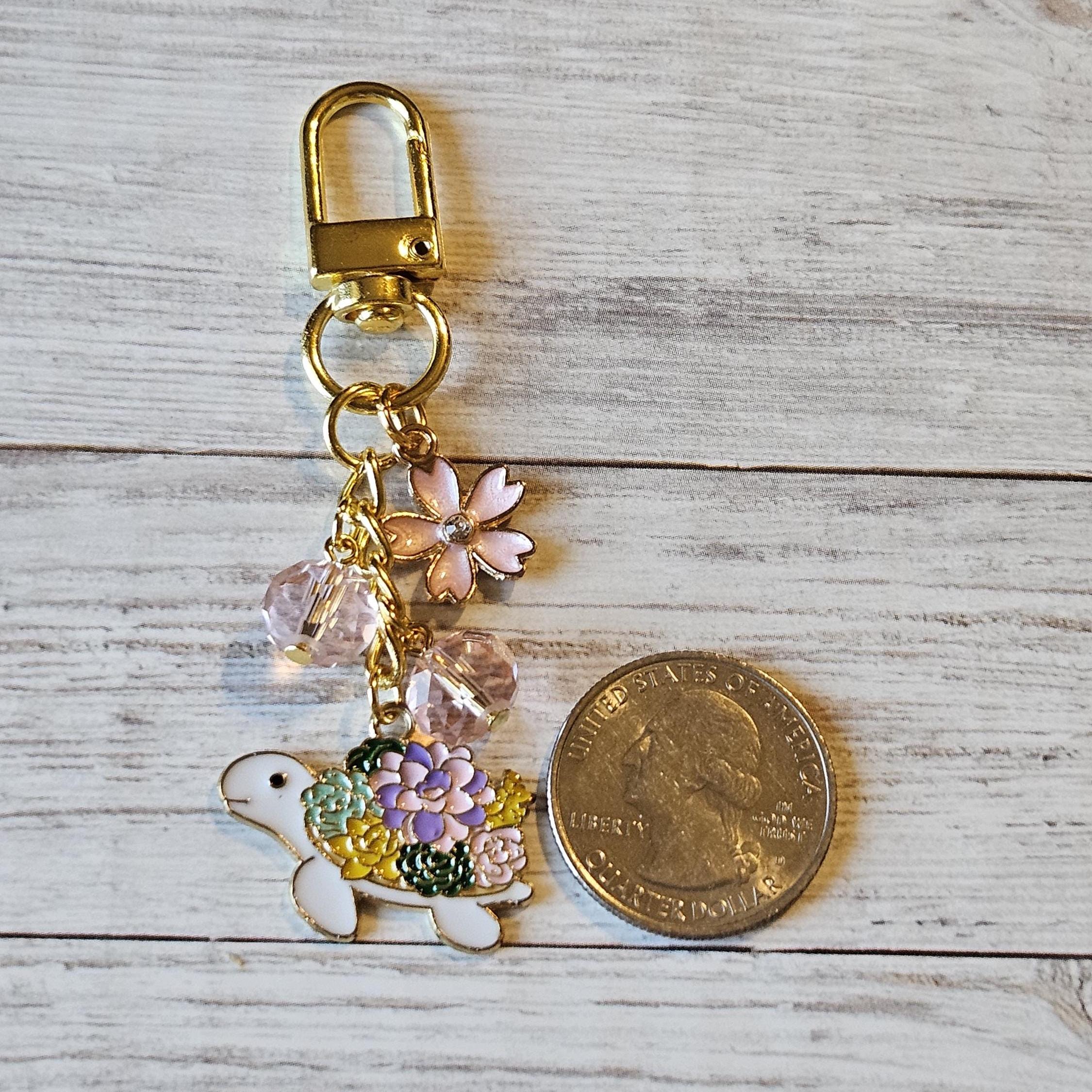 Turtle Bag Charm, Flower Turtle Purse Charm, Fun Turtle Zipper Charm ...