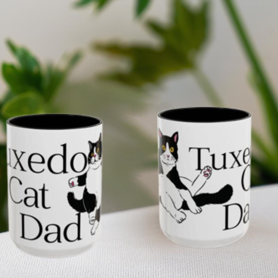 Tuxedo Cat Gift, Tuxedo Cat Dad Mug, Funny Cat Lover Gift, Pet Parent ...