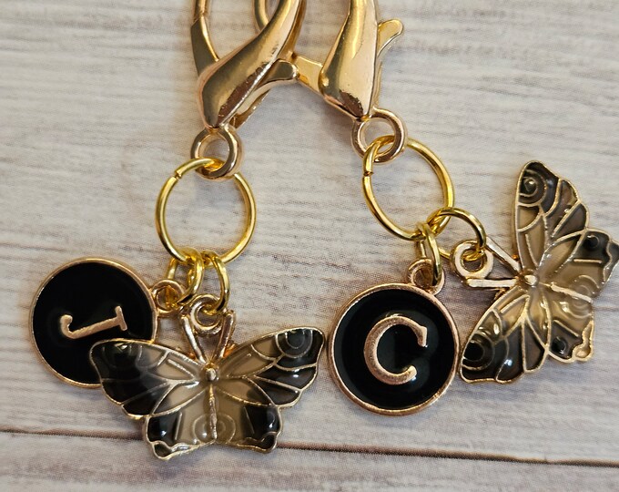 Butterfly Initial Badge Charm Personalized - Etsy
