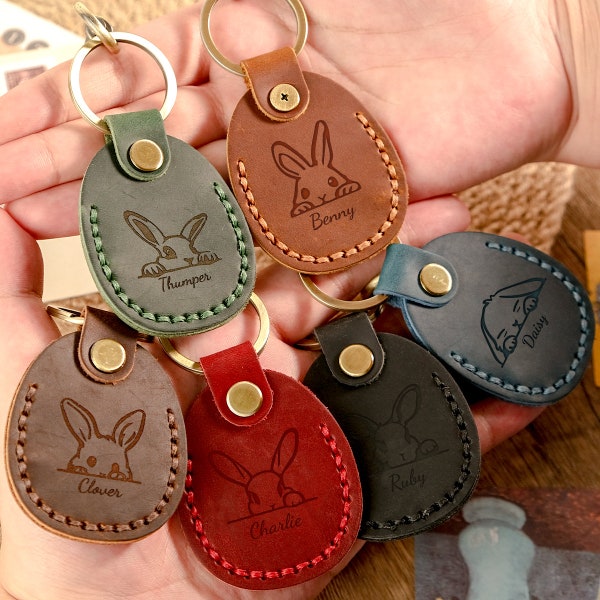 Leather Rabbit Keychain - Etsy