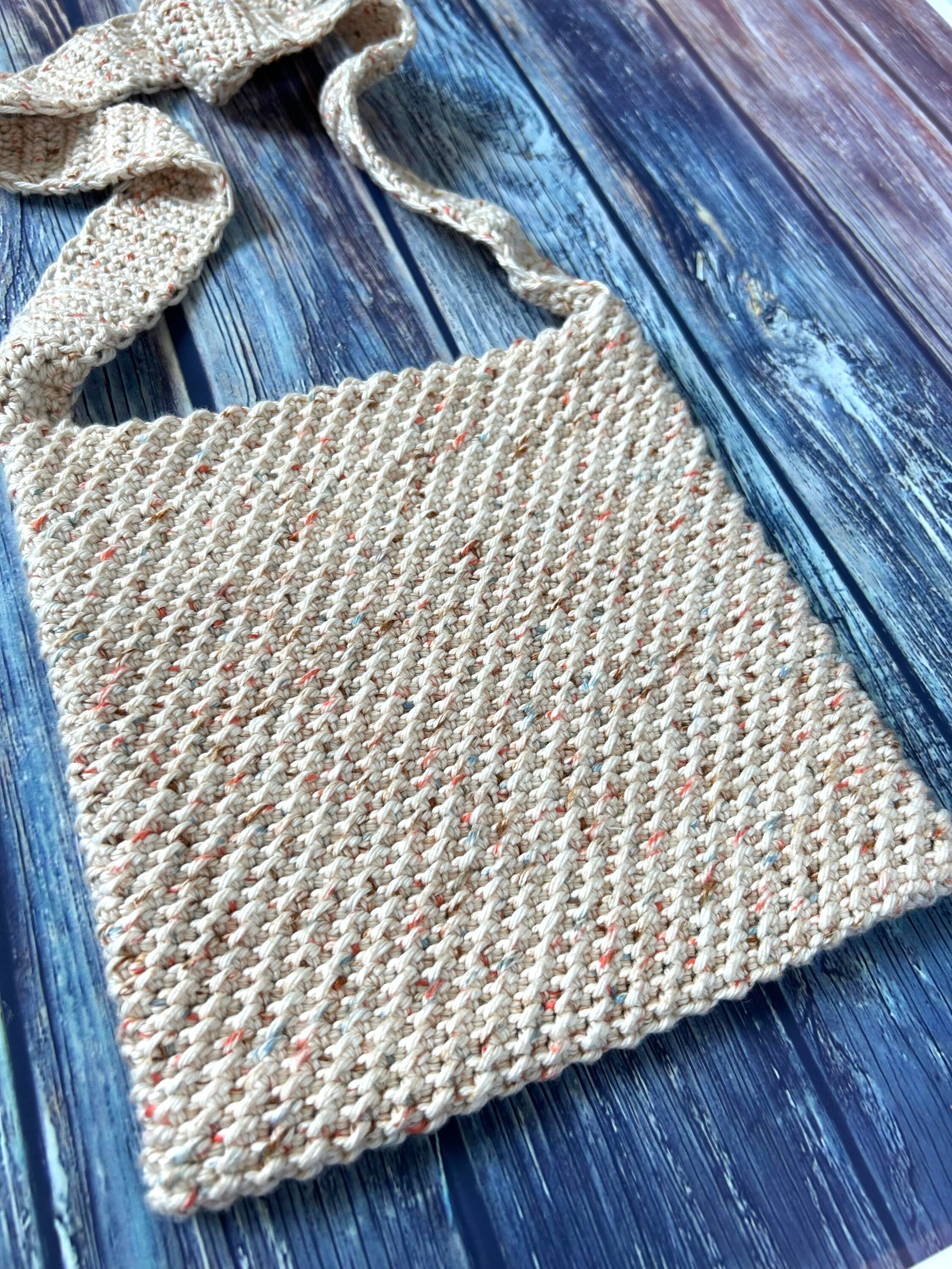 Boho Tote - Crocheted Tote Bag - Rustic Market Bag - Simple Tote Bag ...