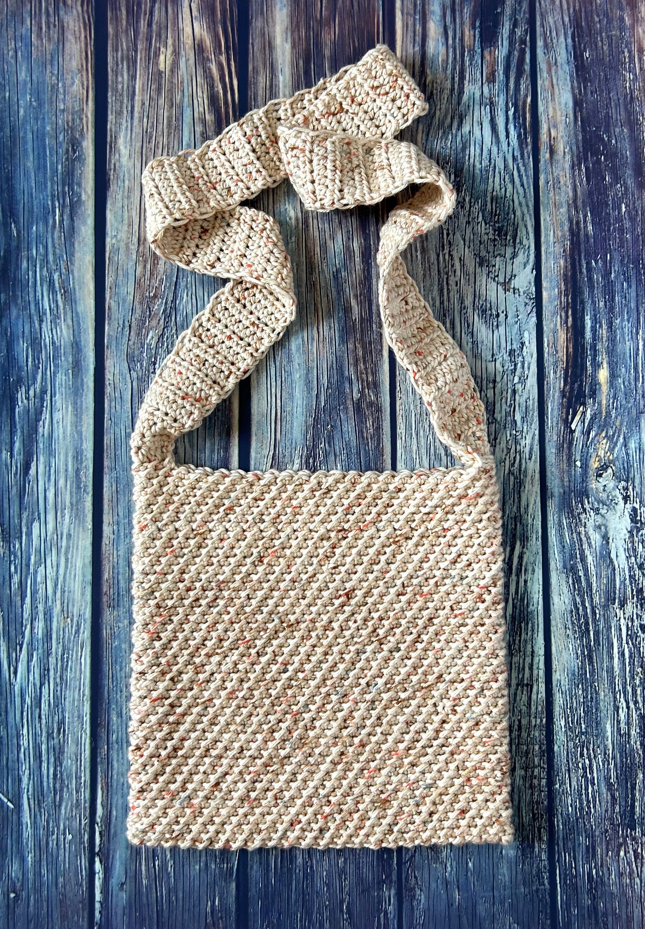 Boho Tote - Crocheted Tote Bag - Rustic Market Bag - Simple Tote Bag ...