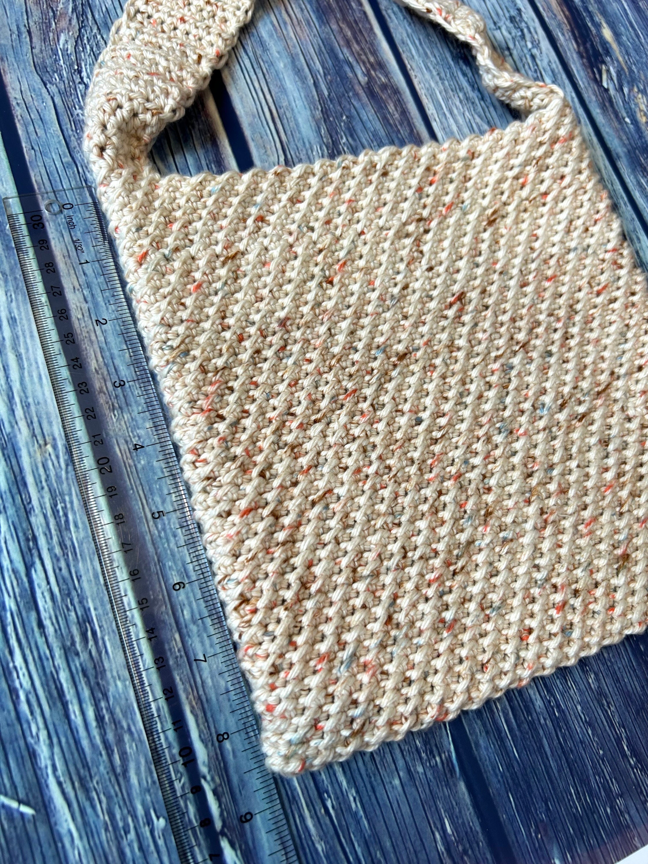 Boho Tote - Crocheted Tote Bag - Rustic Market Bag - Simple Tote Bag ...