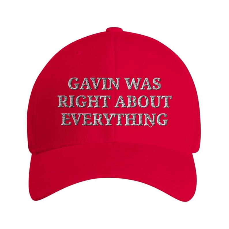 Gavin Newsom Red "maga-style" Hat - Political Satire Cap | 2028 ...