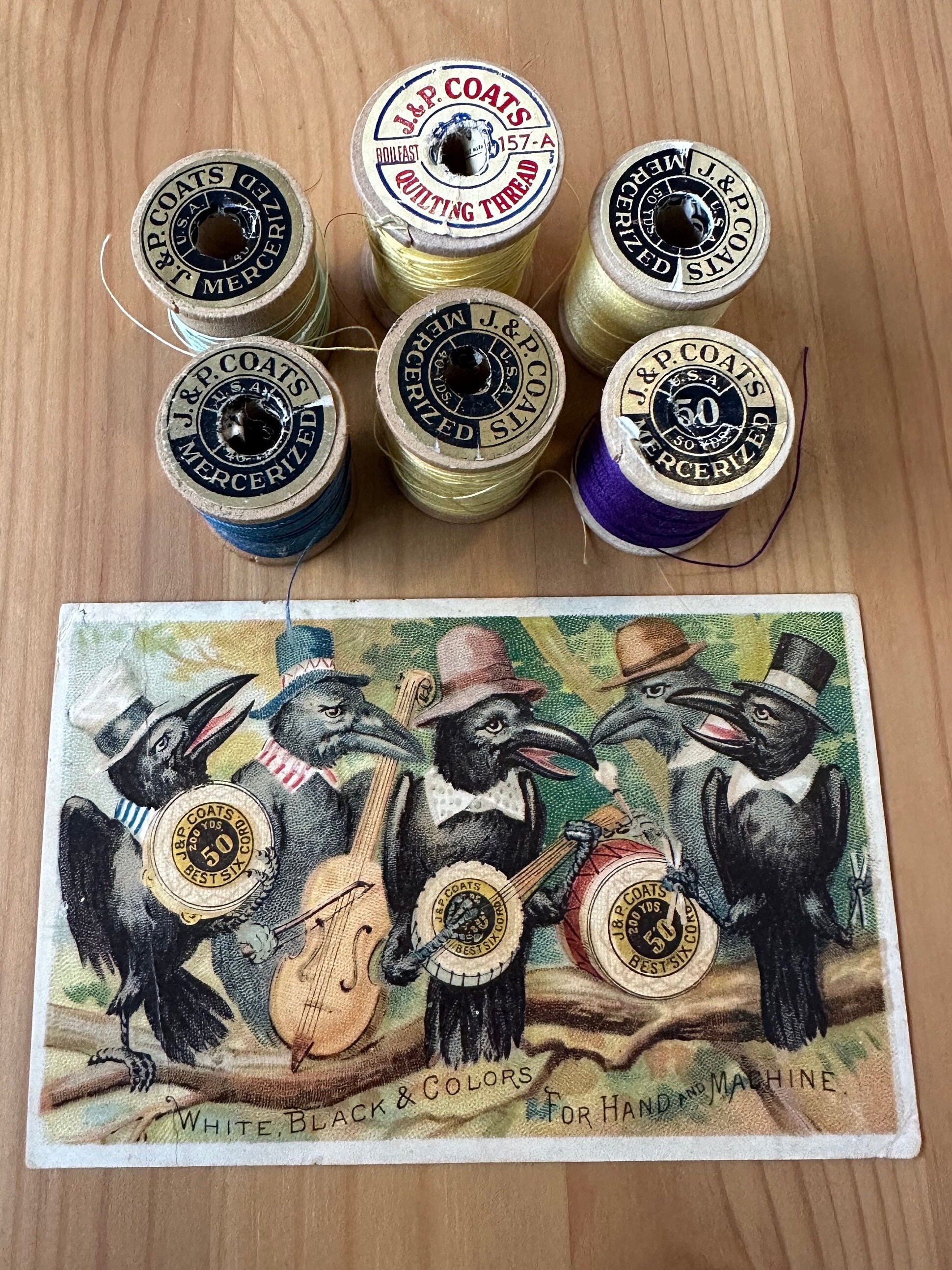 Old Crow Band Playing J&P Coats Thread Spools - Antique Reproduction ...