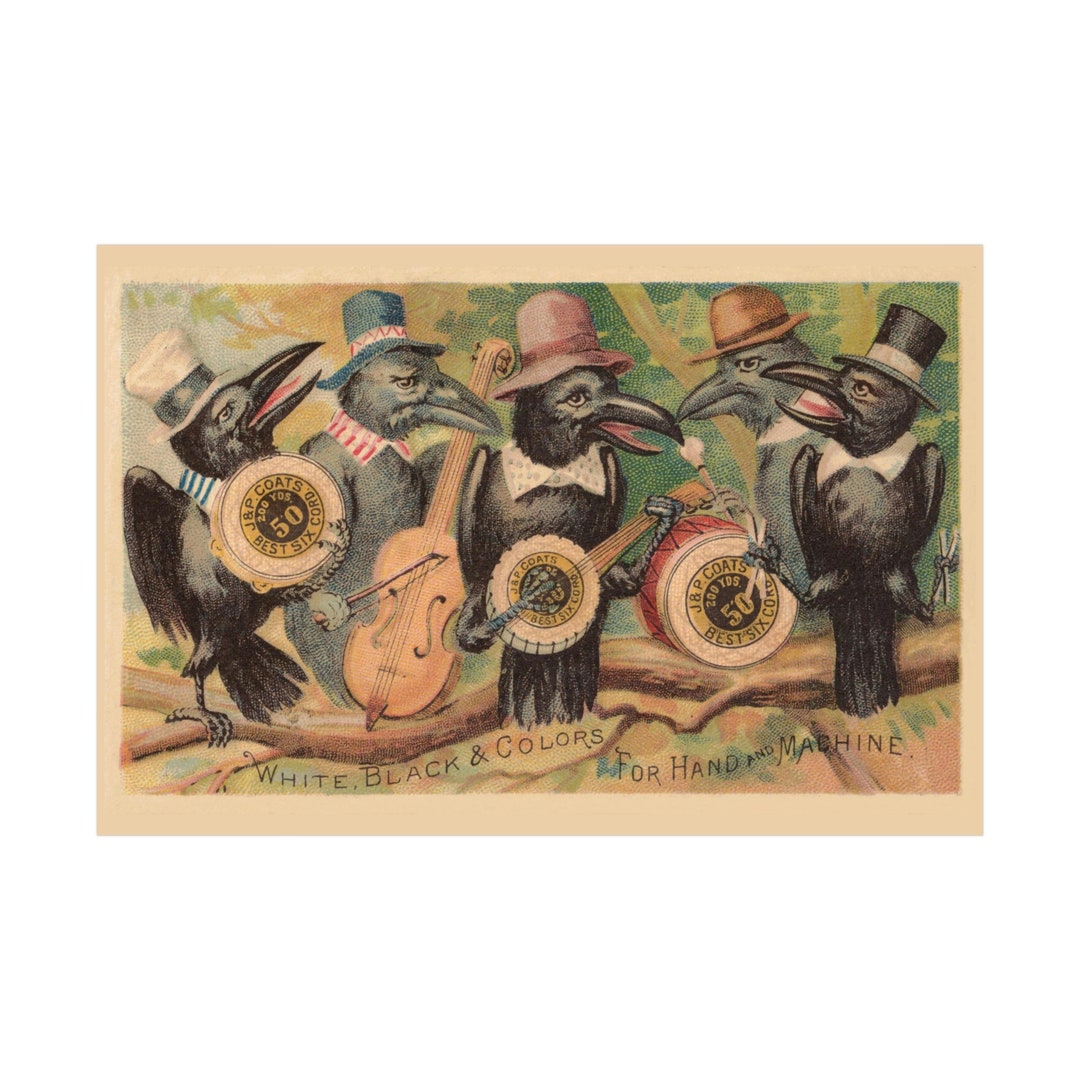 Old Crow Band Playing J&P Coats Thread Spools - Antique Reproduction ...