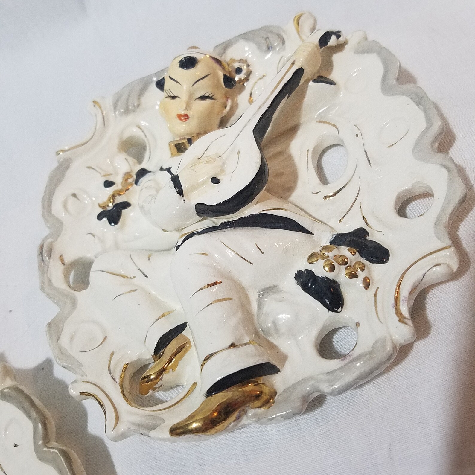 Vintage 1950's Japanese Wall Pockets, Asian Woman Man Ceramic, Japan ...