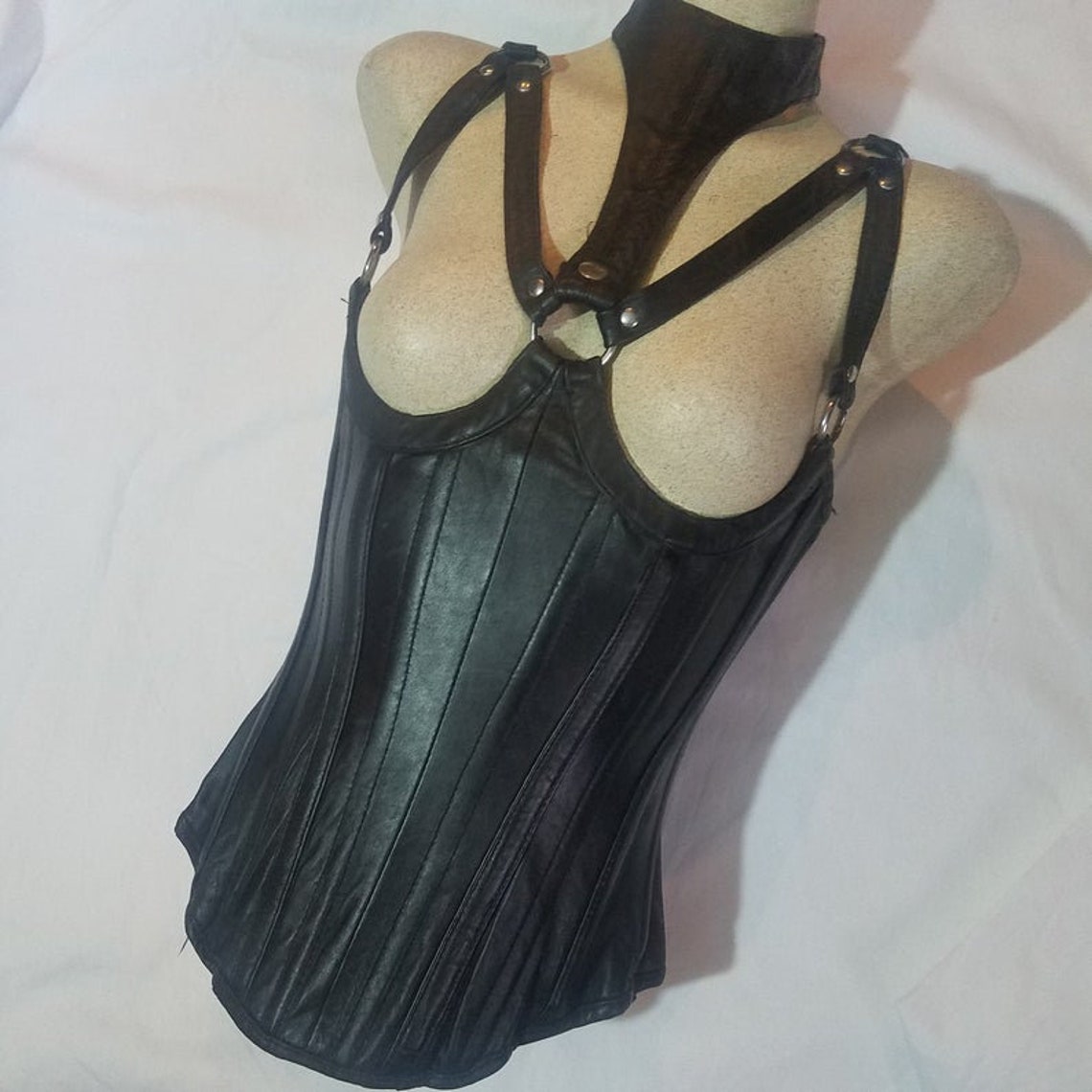 Real Leather Black Cupless Corset Size 22 Dominatrix Fetish Etsy