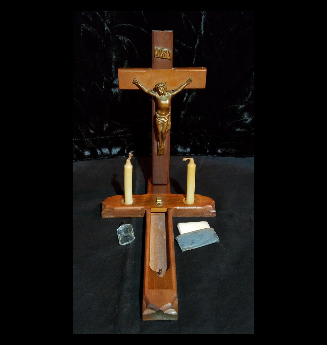 Vintage Crucifix, Made of Wood Crucifix, Catholic Last Rites Kit, Sick ...