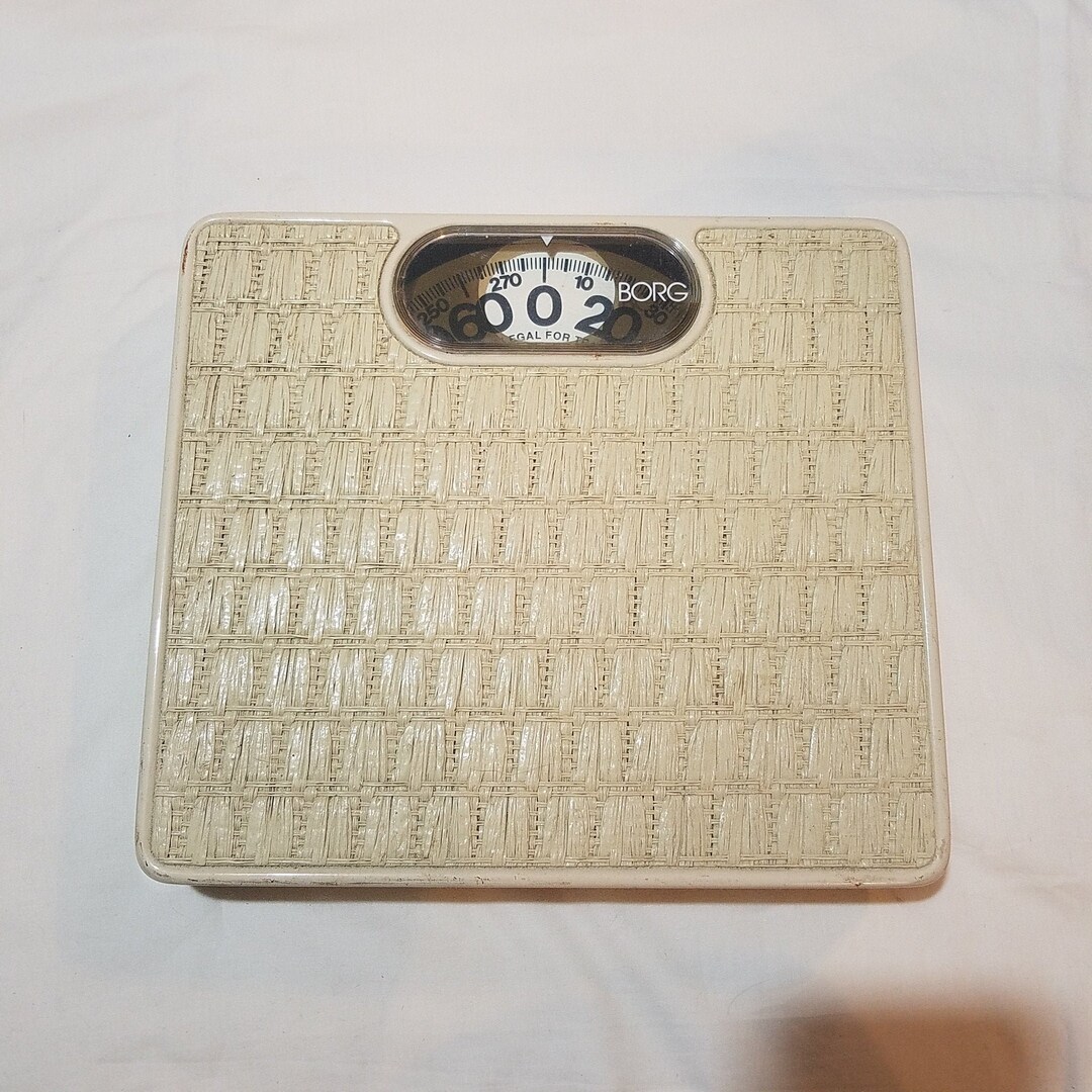 Vintage BORG Bathroom Scale, Ivory Basket Weave, Kitschy 1980's - Etsy