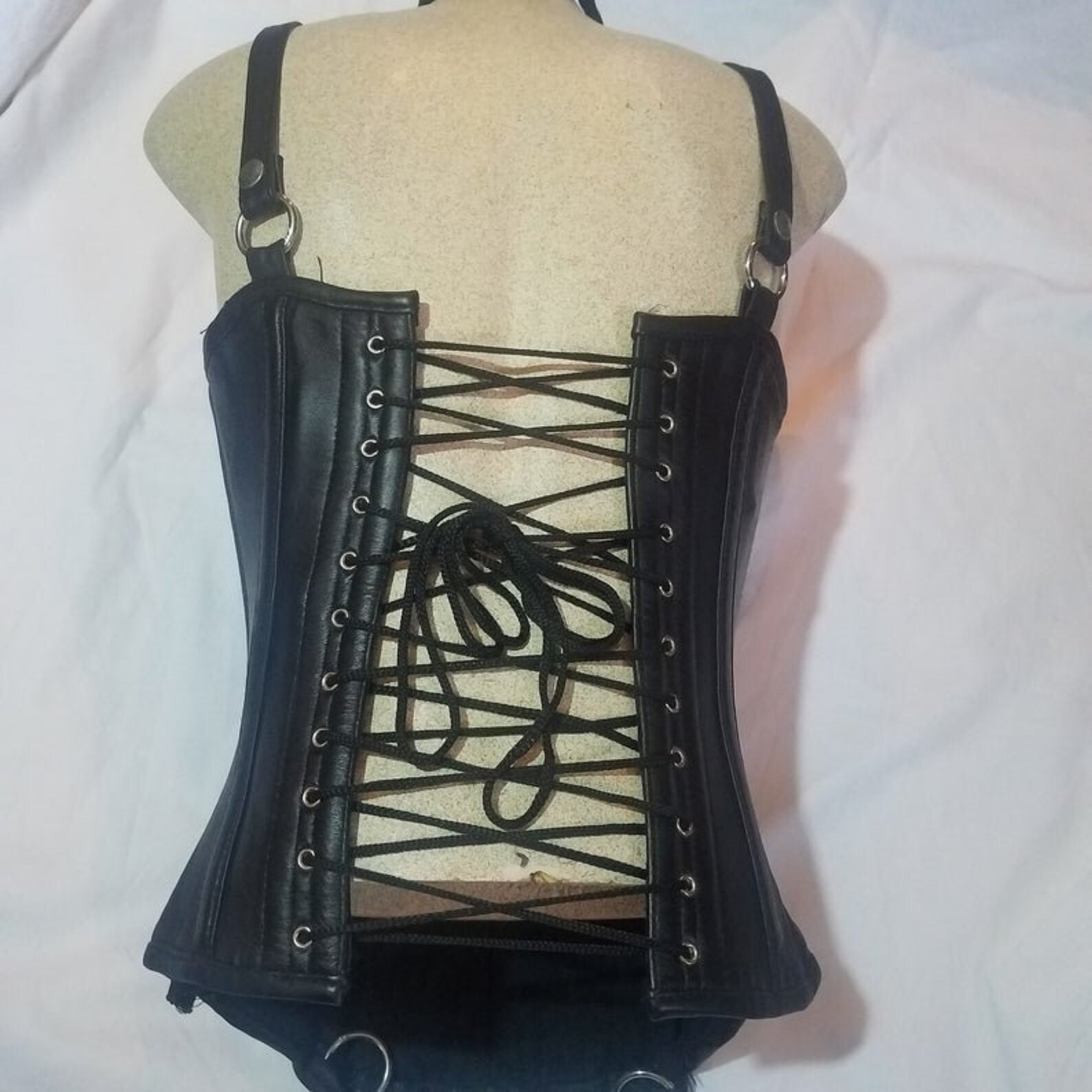 Real Leather Black Cupless Corset Size 22 Dominatrix Fetish Etsy