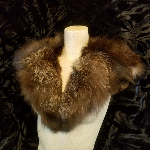 Vintage Fox Fur Wrap, Brown Collar Piece, Mid Century… - Gem