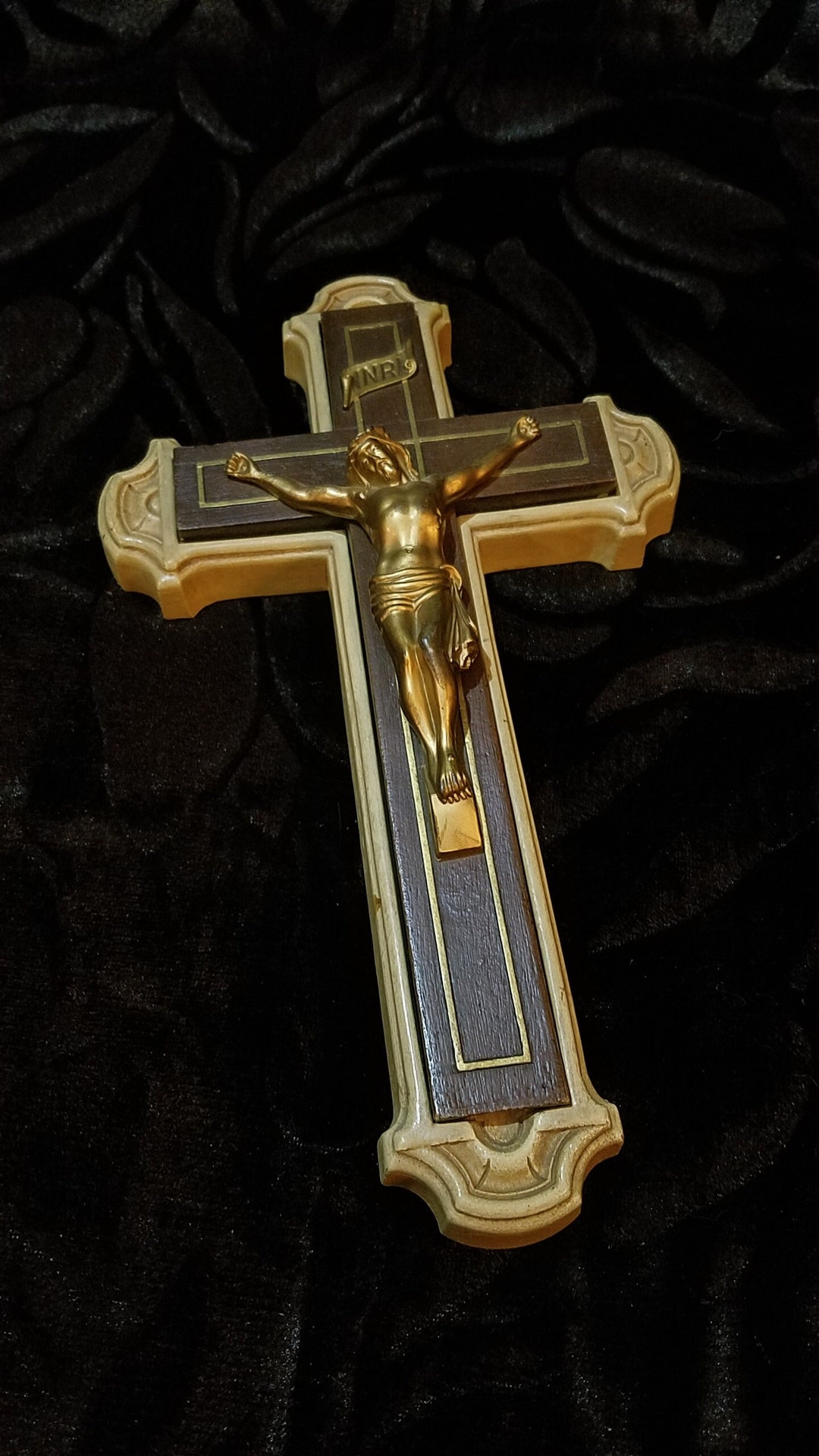 Vintage Crucifix, Ornate Design, Catholic Last Rites Kit, Sick Call ...