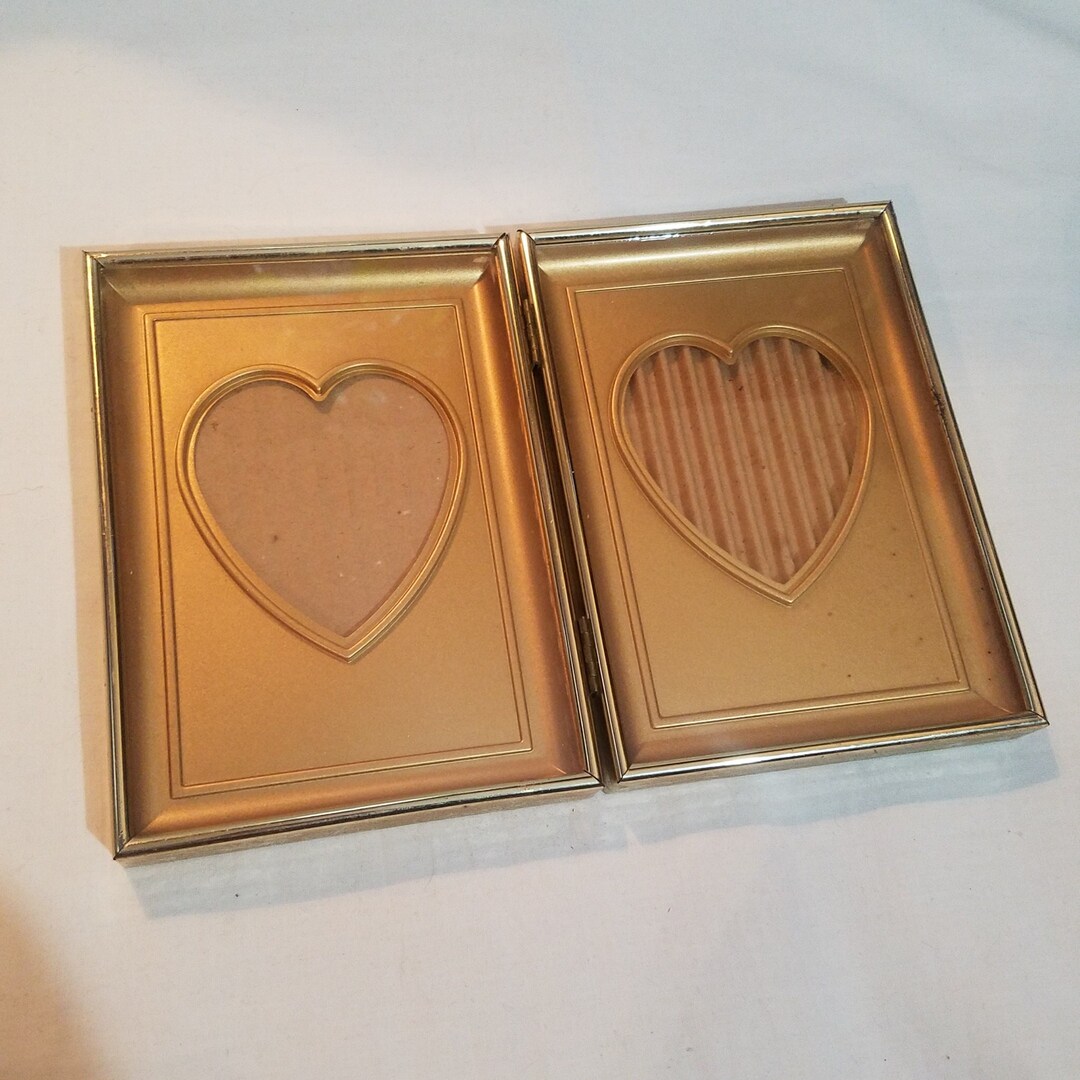 Vintage 1960's Gold Metal Shadow Box Frame Two Heart - Etsy