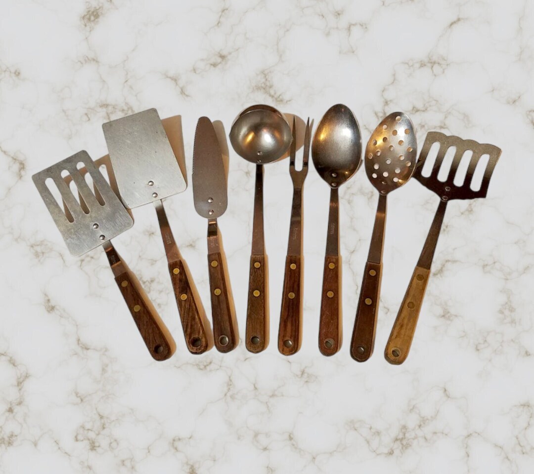 1950s Cooking Utensils, Robinson Wood Handle Utensil, Vintage Kitchen ...