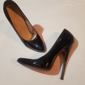 1950's Fetish Heels, Vintage Black Patent Leather 6 Inch Heel, Bettie ...