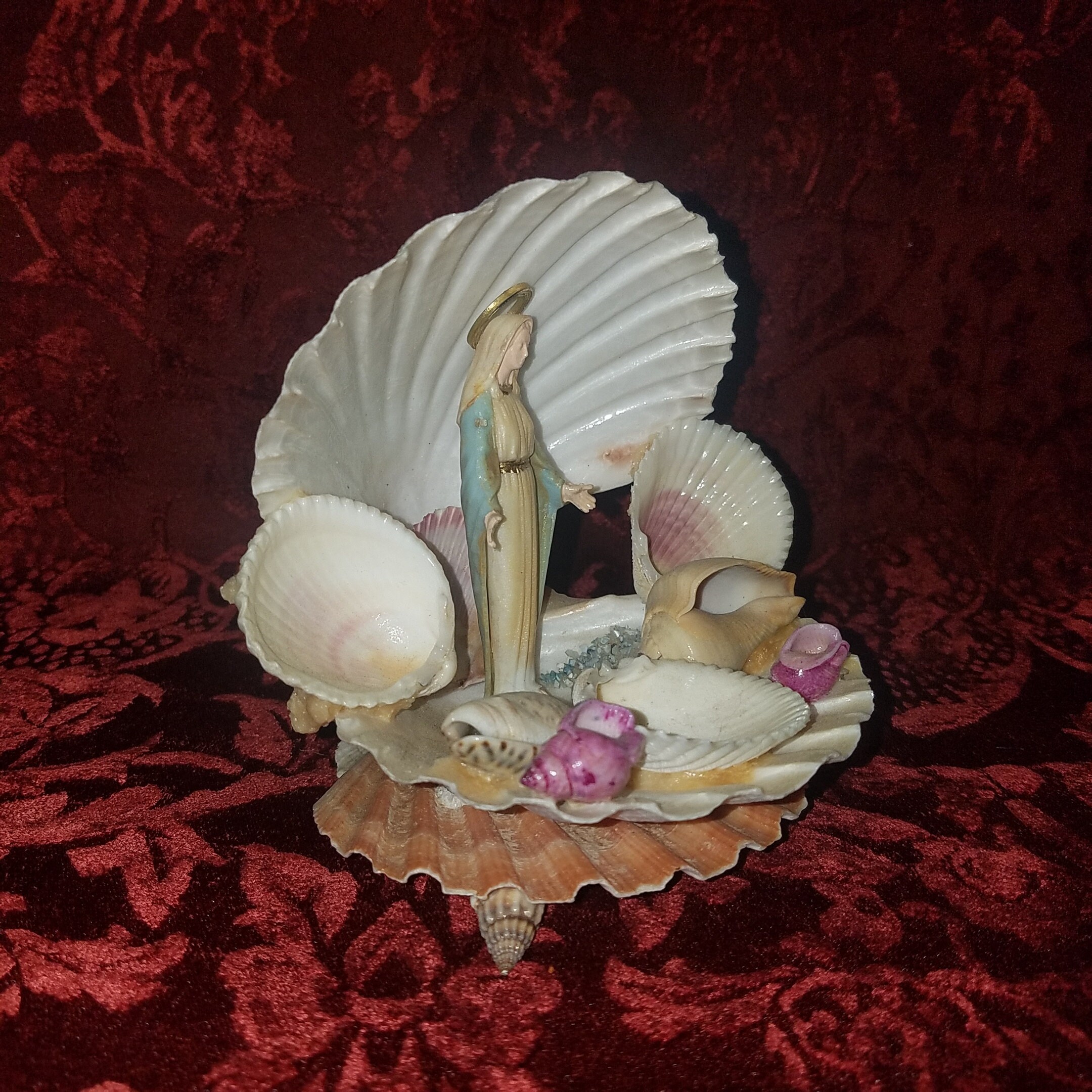 Vintage Virgin Mary of the Sea Handmade Seashell Shrine Altar | Etsy