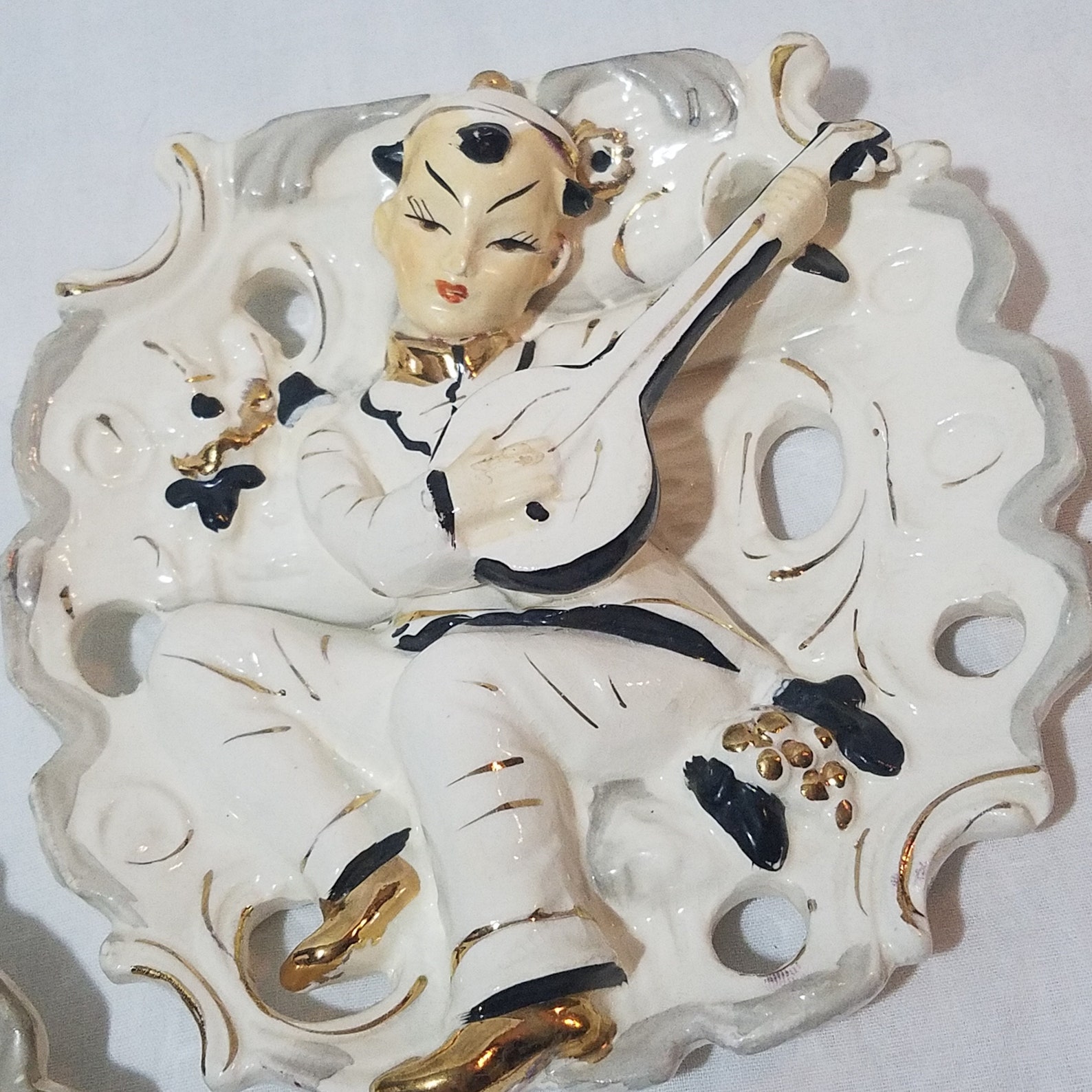 Vintage 1950's Japanese Wall Pockets, Asian Woman Man Ceramic, Japan ...