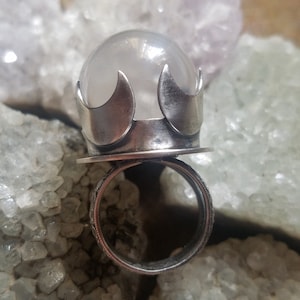 Crystal Ball Ring, Pools of Light, Sterling Silver Moon Jewelry, Gazing ...