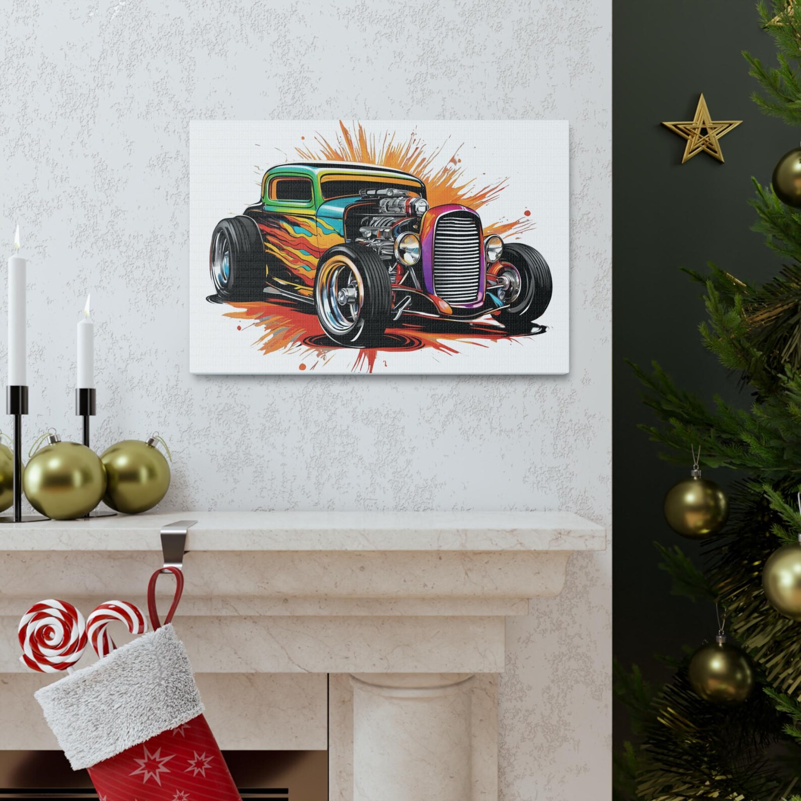 Canvas Hot Rod Car Art Colorful Man Cave Decor - Etsy